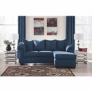 Signature Design by Ashley Darcy Casual Plush L-Shaped Reversible Sofa Chaise Chofa, Dark Blue