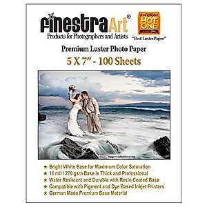 5" X 7" Premium Luster Inkjet Photo Paper - 100 Sheets