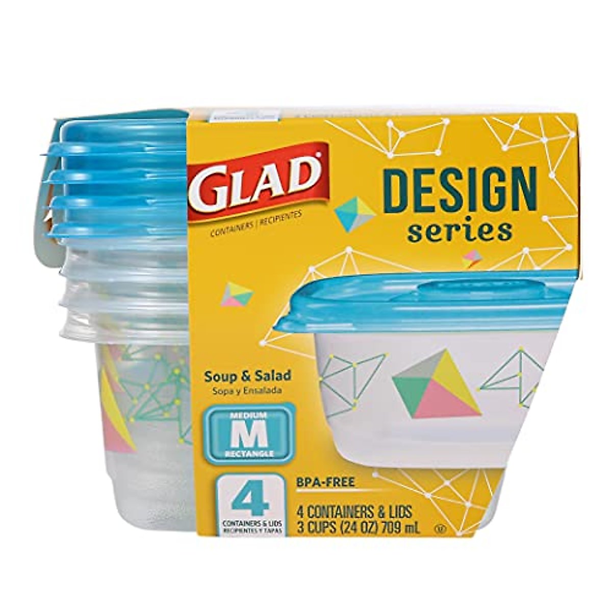 GladWare Matchware Food Storage Containers & Series Food Storage Containers, 4 Count | Strong and Durable Food Storage Food Containers for Everyday Use | Use to Store Meals, Snacks, and Desserts