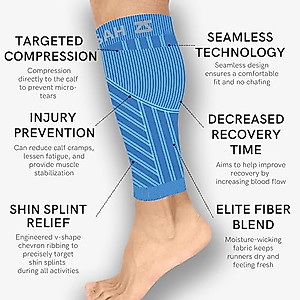 Zensah Running Leg Compression Sleeves – Shin Splint, Calf Compression Sleeve, Made in USA for Sports, Travel, Men and Women (Black, Small/Medium)
