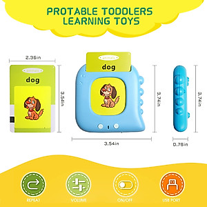 Talking Flash Cards Learning Toys for 1-6 Year Old Boys Girls, Toddlers Educational Speech Therapy Toys with 112 Pcs Flashcards 224 Words, Preschool Montessori Toys and Birthday Gift for Kids (Blue)