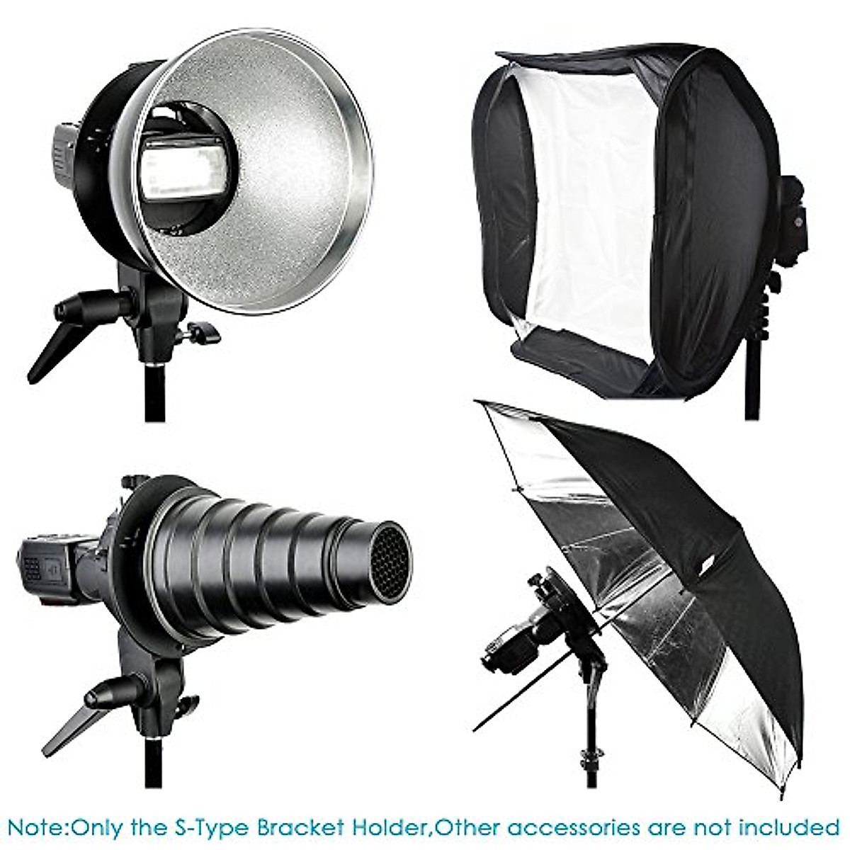 Neewer S-Type Bracket Holder with Bowens Mount for Speedlite Flash Snoot Softbox Beauty dish Reflector Umbrella