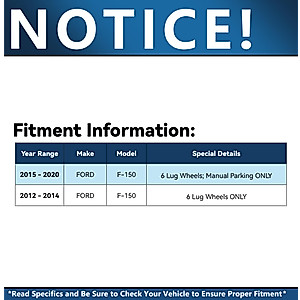 Detroit Axle - Rear Brake Kit for 12-20 Ford F-150 Disc Brake Rotors 2012 2013 2014 2015 [Manual Parking Only] 2016 2017 2018 2019 2020 Ceramic Brakes Pads 6 Lug : 13.70" inch Rotor
