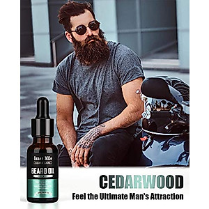 4 Pack Beard Oil Set Leave in Conditioner, Cedarwood, Sandalwood, Sage, Sweet Orange for Men Mustaches Growth, Soften, Moisturizing, Strength, Stocking Stuffers Gifts for Him Man Dad Father Boyfriend