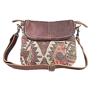 Myra Bag Crack Flap Upcycled Canvas & Leather Crossbody Bag S-1622