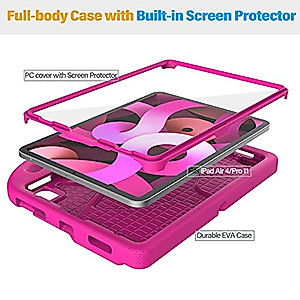 SUPLIK Kids Case for iPad Air 5th/4th Generation (10.9 inch,2022/2020), iPad Pro 11 Case with Screen Protector, iPad Air 5 Protective Case with Handle Stand for Apple iPad Air Gen 4/5, Pink