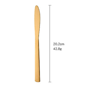 7.9-Inch Dinner Knives Pack of 12 for Restaurant Home Catering, BUY&USE Gold Stainless Steel Cutlery Set
