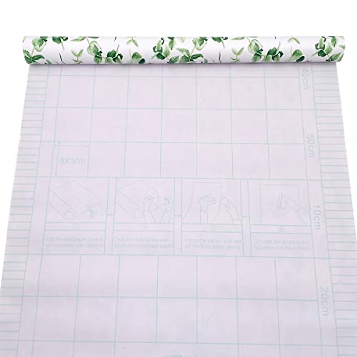 Yifasy Drawer Shelf Liner Green Leaf Self-Adhesive Furniture Inner Lining Paper Sheet Removable Wallpaper Roll 118x18 Inch