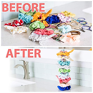 Kingdom Décor Scrunchie Holder Stand, Acrylic Scrunchy Display, 12 Inch Clear Hair Tie Accessories Organizer, Teen Girl Bracelet Organizers, Cute Room Decor for Teen Girls, VSCO Stuff