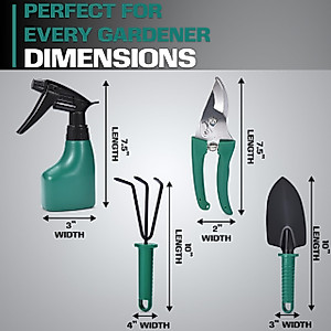 Garden Tool Set 5pcs - Gardening Hand Tools - Garden Kit, Tool Box Set for Yard or Indoor Gardening - Small Garden Planting Tools - Garden Essentials - Gift for Garden Lovers