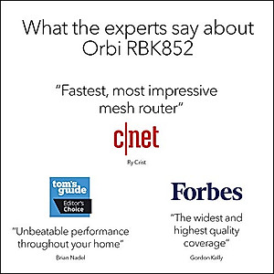NETGEAR Orbi Whole Home Tri-band Mesh WiFi 6 System (RBK852) – Router with 1 Satellite Extender | Coverage up to 5,000 sq. ft., 100 Devices | AX6000 (Up to 6Gbps) , White