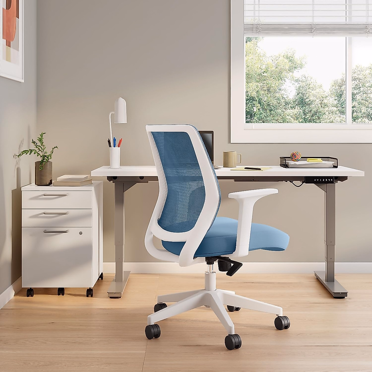 Union & Scale Essentials Ergonomic Fabric Swivel Task Chair, Seafoam (UN60409)