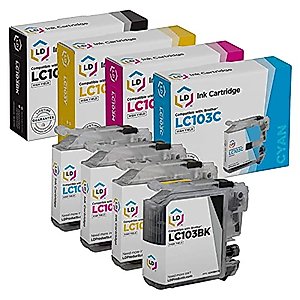 LD Products Compatible Ink Cartridge Replacement for Brother LC103 High Yield (1 Black, 1 Cyan, 1 Magenta, 1 Yellow, 4-Pack)