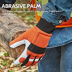 Vgo 1-Pair Chainsaw Work Gloves Saw Protection on Left Hand Back (Size L, Orange, GA8912)