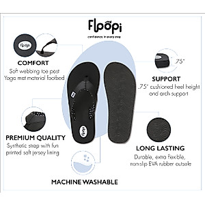 Floopi Womens Yoga Comfort Sponge Thong Flip Flop Sandals (8, Black-518)