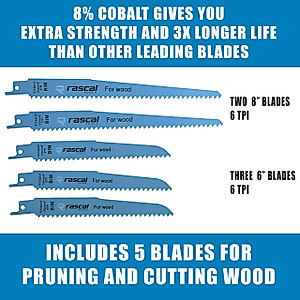 Rascal Tools Reciprocating Saw Blade for Wood, Metal - 10 Bi-Metal Blades - Compatible with Diablo Sawzall Blade, Dewalt Sawzall Blades Metal, Milwaukee Sawzall Blades Wood - Reciprocating Saw Blades