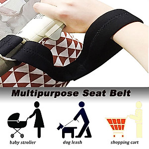 SYOOY 2 Pack Baby Stroller Safety Wrist Strap Adjustable Pram Wheelchair Hand Leash Black Retractable Adjustable Dog Leash Short Rope Safety Belt for Hilly City Street Walking