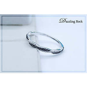 Dazzlingrock Collection 0.25 Cttw Round Black & White Diamond Swirl Stackable Ring for Women in 14K Solid White Gold, Size 7