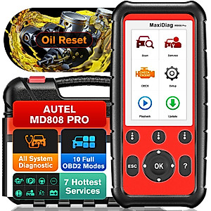 Autel MaxiDiag MD808 Pro OBD2 Scanner: Level-up of MD808 MD806 MD802, All System Diagnostic Tool, 7 Reset Service Oil/EPB/SAS/BMS/Throttle, Full 12 OBDII Modes, AutoScan Live Data Lifetime Free Update