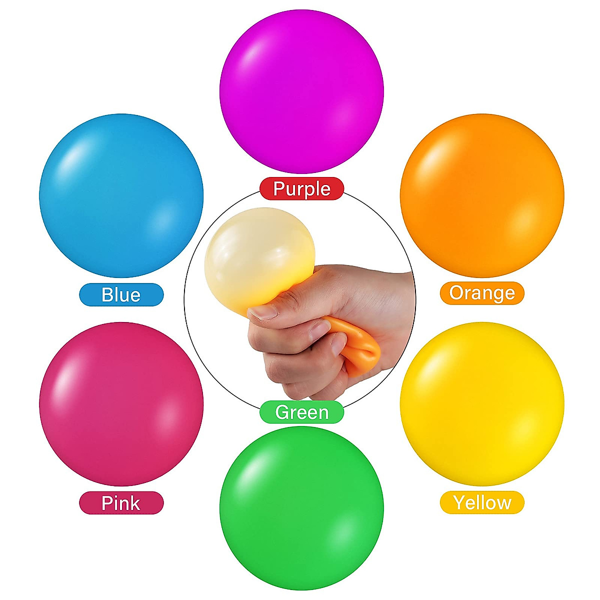 12 Pieces Glow in The Dark Ceiling Sticky Balls That Stick to The Ceiling Ball Luminous Balls Glowing Sticky Wall Ball Stress Relief Relax Toy for Teen Kid Adult (Mixed Colors,2.5 Inch)
