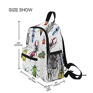 Fisyme Toddler Backpack Bugs Beetles School Bag Kids Backpacks for Kindergarten Preschool Nursery Girls Boys, M