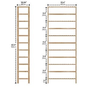 HITNET Bamboo Shelf, 6-Tier Adjustable Tall Open Bookcase, Bathroom Storage Rack Freestanding Shelving Unit, Plant Display Stand for Small Space, Natural