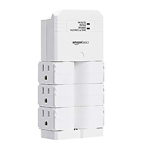 Amazon Basics Rotating 6-Outlet Surge Protector Wall Mount, 1080 Joules, White