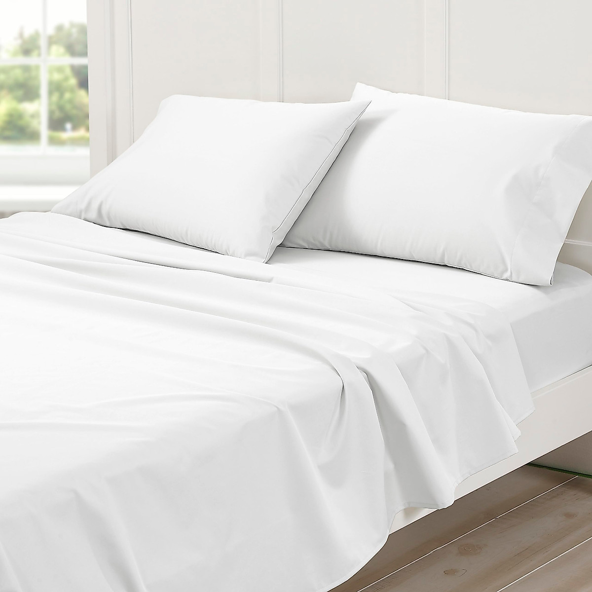 Cuddledown dreamstead King Bed Soft, Easy, 100% Cotton, Luxury Sateen, Set includes Fitted, Flat Sheet and Pillowcase, White