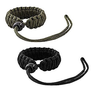 MoKo Universal Paracord Camera Wrist Strap Lanyard - [2 Pack] Nylon Braided Adjustable Camera Hand Grip Strap for Nikon/Canon/Sony/Minolta/Panasonic All DSLR/Digital Cameras, Black/Army Green