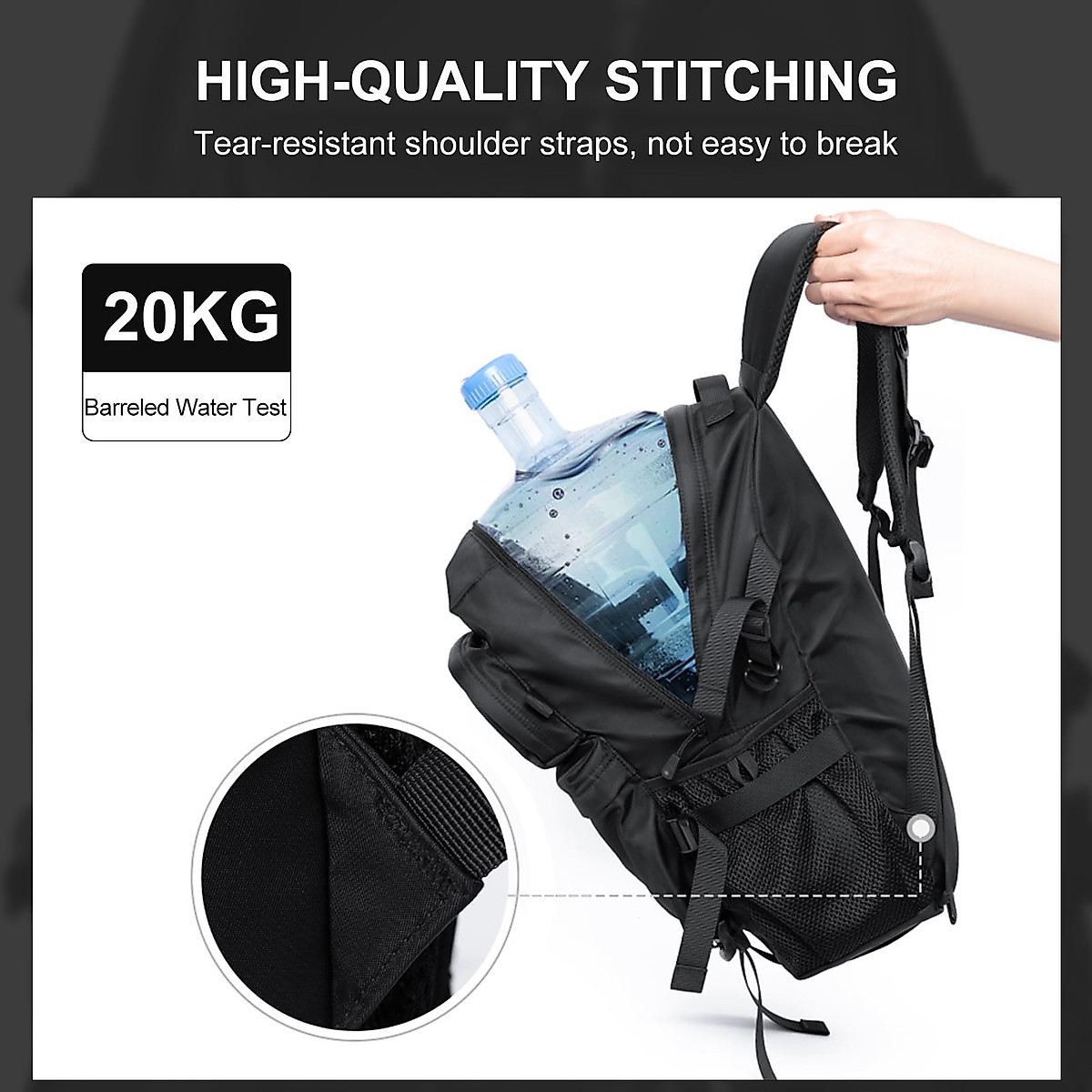 Simple Mens Backpacks for Working with Laptop Compartment,Camping Rucksack School Backpack Bookbag for Men College Students,Lightweight Durable Hiking Travel Computer Bag Fits 15.6 Inch Notebook,Black