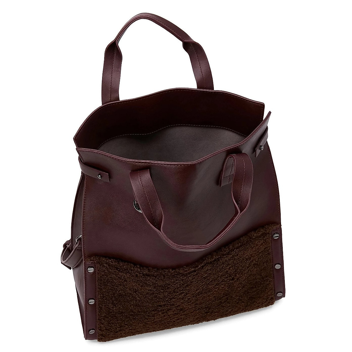 Danielle Nicole Womens Minx Faux Leather Colorblock Tote Handbag Purple Large