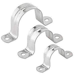 ISPINNER 25pcs M25 Stainless Steel Rigid Pipe Strap for 1 Inch Hose OD, 2 Holes Cable U Bracket Clamp Hanger Tube Strap Tension Clips