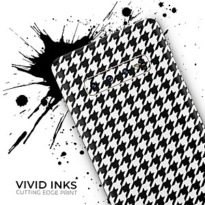 DesignSkinz Black and White Houndstooth Pattern Protective Vinyl Decal Wrap Skin Cover Compatible with The Samsung Galaxy S20 (Screen Trim & Back Glass Skin)