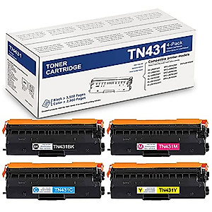 Van Enterprises 4 Pack Color TN-431 TN431 TN431BK TN431C TN431M TN431Y (1BK+1C+1M+1Y) Compatible Toner Cartridge Replacement for Brother HL-L8260CDW DCP-L8410CDW MFC-L8610CDW L8690CDW Printer Ink