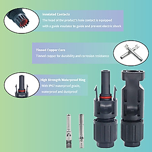 LiuTaoWMX 12 Pairs/24PCS Solar Connectors, IP67 Waterproof 1000V 30A Male & Female Solar Panel Cable Connectors (12AWG-10AWG)