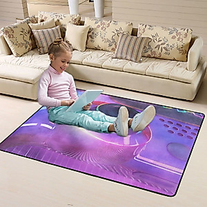 Large Video Gaming Area Rug for Kid's Bedroom, Gamer Carpet for Teen Boys Playroom, Gamer Room Decor Indoor Polyester Area Rugs Yoga Mat with Anti-Slip Rubber Back, Washable Living Room Sofa Floor Mat