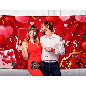 Valentine's Day Party Backdrop - Beautiful Romantic Blossom Love Heart Theme Studio Background Banner Decorations Photography Supplies - Happy Valentine's Day Photo Booth Backdrops - 70.8 x 43.3 Inch