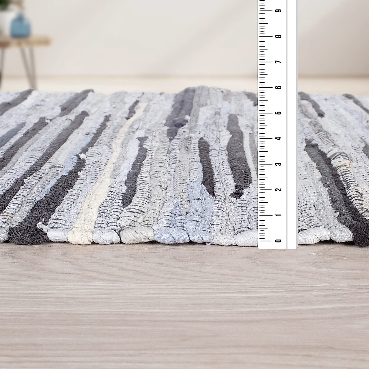 100% Cotton Rag Rug 3x5' Multicolor Chindi Rug - Hand Woven & Reversible for Living Room Kitchen Entryway Rug - Charcoal,Kitchen Rugs, Farmhouse Rugs, Rugs for Living & Bedroom,Woven Rugs