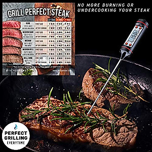 Air Fryer Cook Times Cheat Sheet Magnet Accessories | Airfryer Cookbooks, Magnetic Temperature Cooking Guide Chart for Quick Reference + Food Thermometer for Kitchen Cooking, Baking & Grilling