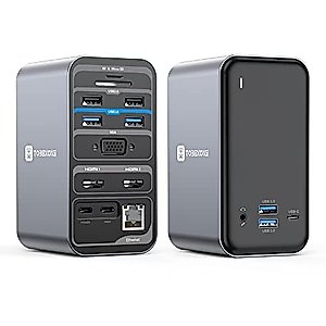 TobenONE USB C Laptop Docking Station Dual Monitor, 15-in-1 USB C Dock with Dual HDMI, 65W Power Supply, VGA, 4 USB 3.0, 2 USB 2.0, USB C, SD/TF, Ethernet and Audio/Mic for Lenovo, HP, Dell, Surface