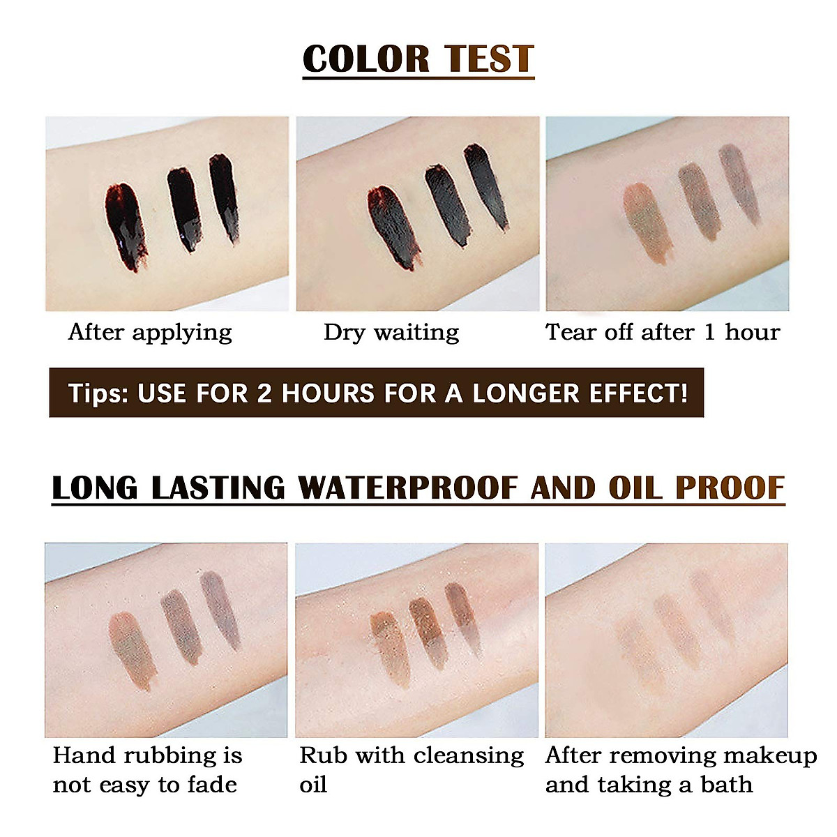 LOKFAR 2 Pcs Peel Off Tattoo Eyebrow Gel, Natural Eye-brow Gel Long-Lasting Waterproof Eyebrow Peel Off Tattoo Brow Tattoo Makeup, Eyebrow Tattoo Peel Off for All Types of Eyebrows (Gray Brown)
