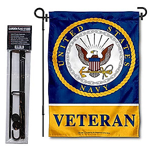 Navy Veteran Garden Flag with Stand Holder