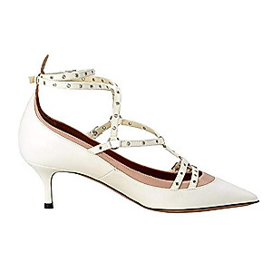 Valentino Women's Leather Two Tones Ankle Strap Kitten Heels Shoes Sz US 8 IT 39 Multi-Color