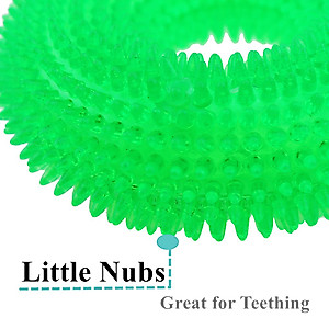 ADUCK Dog Squeaky Chew Toys for Aggressive Chewers Dental Teething Cleaning [Non-Toxic Soft Natural Rubber], Cute Crystal Ring Design -4.92 inches (Crystal Green)