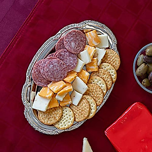 Sterlingcraft Silver Finish Serving Tray, 9 x 6 inches, 7 1/4 X 4 1/4 Serving Area