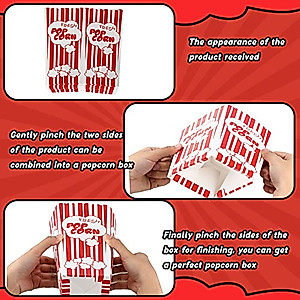 Fuutreo 120 Pack Movie Night Popcorn Box Paper Popcorn Bucket Bowl Bulk 46 oz Red and White Popcorn Bag Snack Container Holder 7.87" for Popcorn Machine Theater Carnival Circus Party Decor Supplies