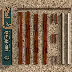 Bme Dinkee 15 Inch Signature Bed Frame Without Headboard - Modern & Minimalist Style with Acacia Wood - 12 Strong Wood Slat Support - Easy Assembly - No Box Spring Needed - Dark Chocolate, King