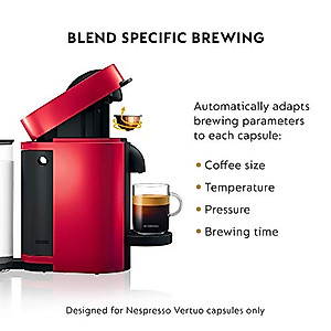 Nespresso VertuoPlus Coffee and Espresso Machine by De'Longhi with Aeroccino Milk Frother,Cherry Red
