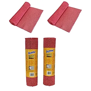 2 Pack Red Anti-Slip Mat Rug Non Skid - Shelf and Drawer Liner Trim to Fit 12 inch x 60 inch Each Roll