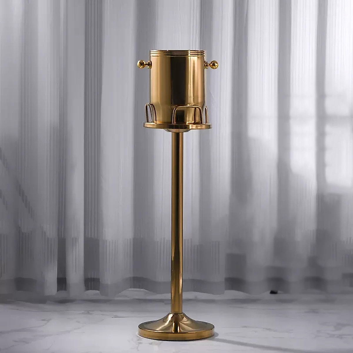 MOOWI Ice Bucket Ice Bucket with Stand and Handles, Double Wall Stainless Steel Ice Cooler Bucket for Beer, Wine Chiller, Outdoor or Indoor Use（Gold） Keeps Ice Cold & Dry